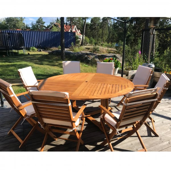 Stor matgrupp | Runt bord med 8 stolar | Lyfco Nämdö | Outl1